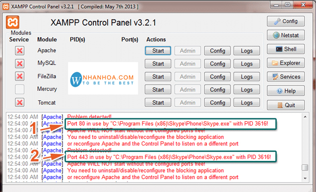 Không start được mysql trong xampp